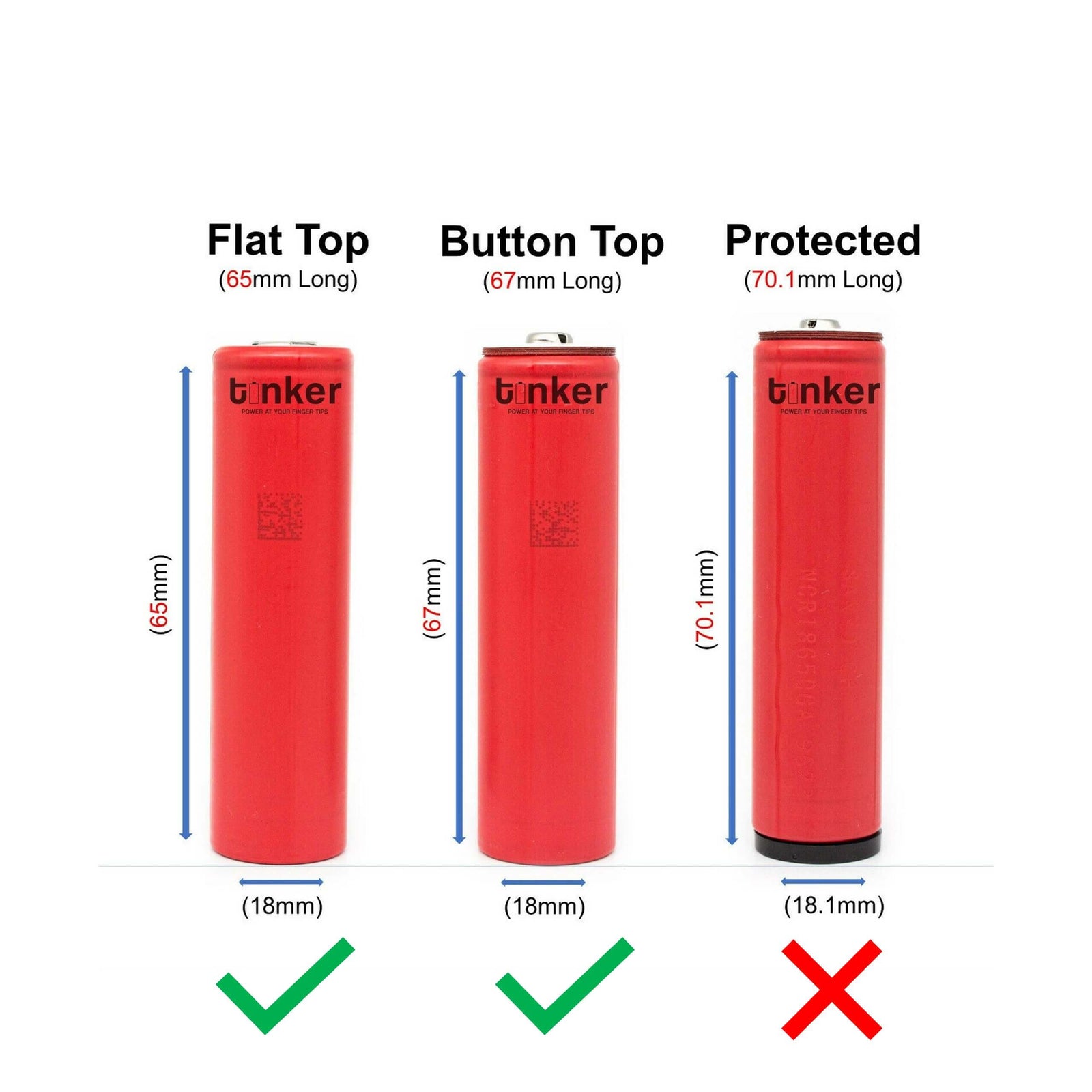 18650 Battery Case - 4x - Clear